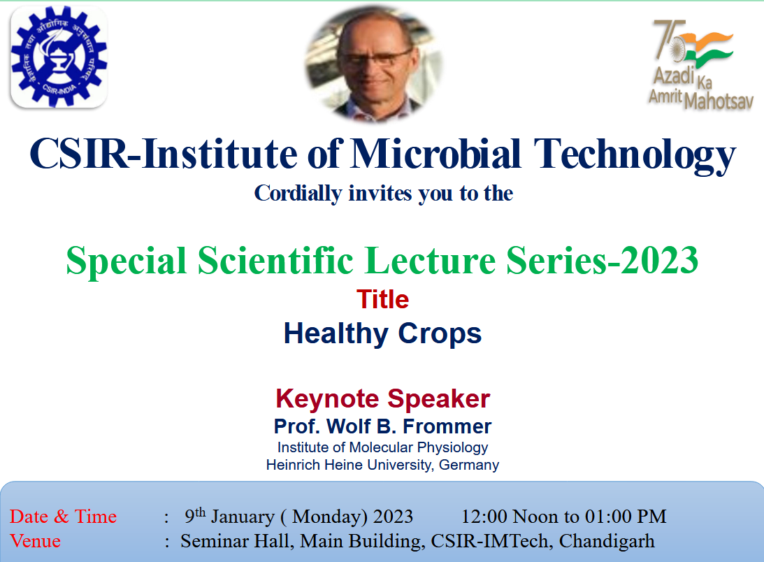 Special Scientific Lecture on Healthy Crops by Prof. Wolf Frommer ...